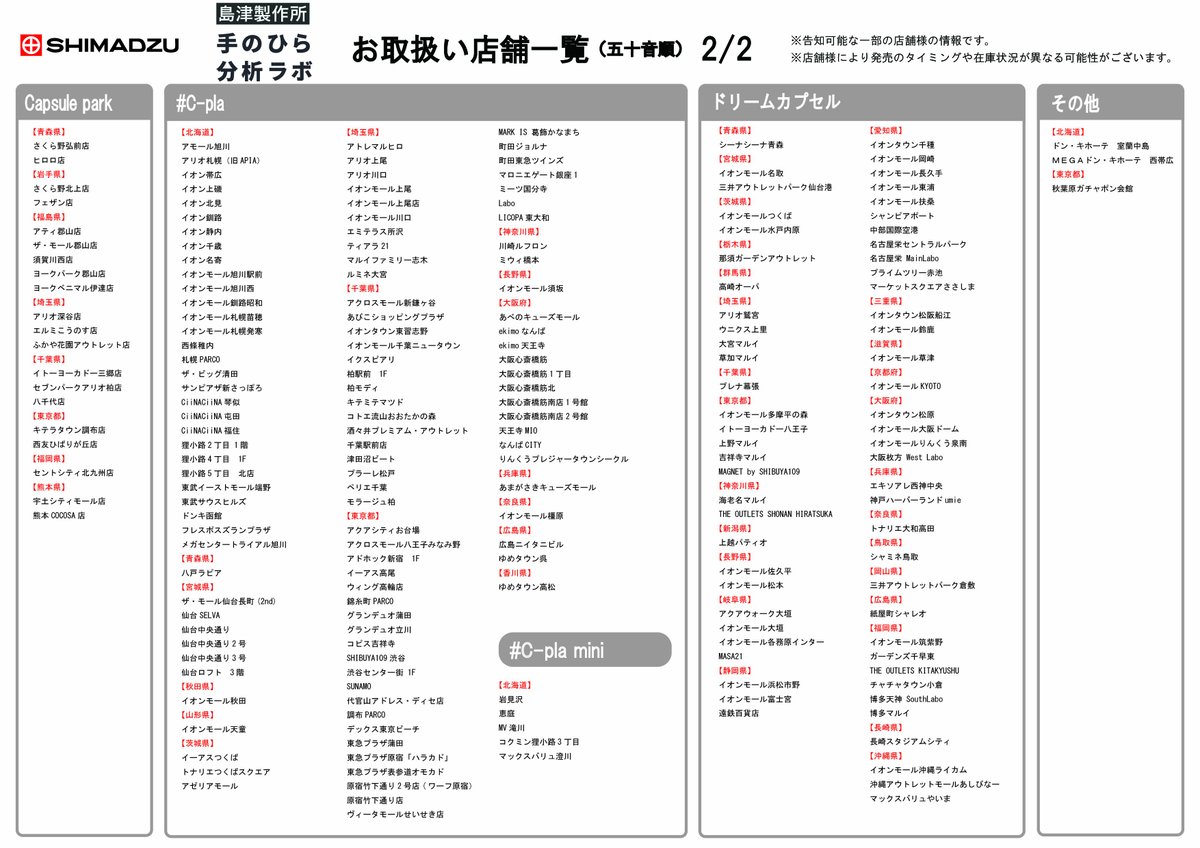 【予約・購入】島津製作所 手のひら分析ラボ /設置場所| ガチャガチャアイランド